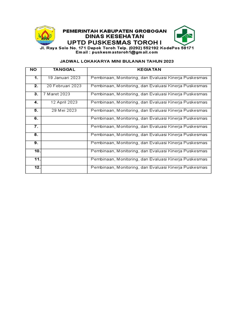 Jadwal Lokmin Dan Linsek 2023 | PDF