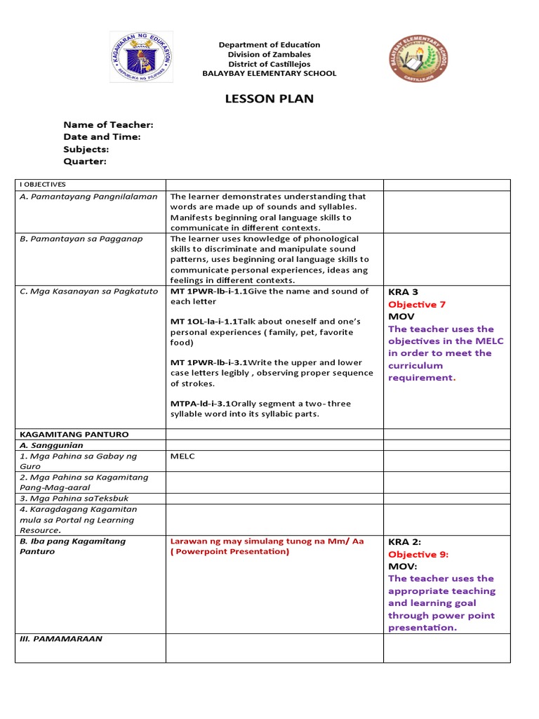 Cot Lesson Plan Sample 22 23 | PDF | Teachers | Learning Cot Lesson Plan Sample 22 23 | PDF | Teachers | Learning