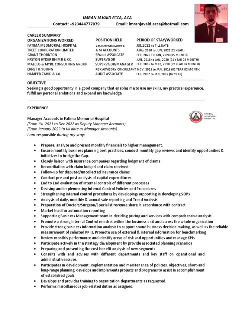 Imran. Javaid - FCCA ACA CV | PDF | Audit | Internal Control