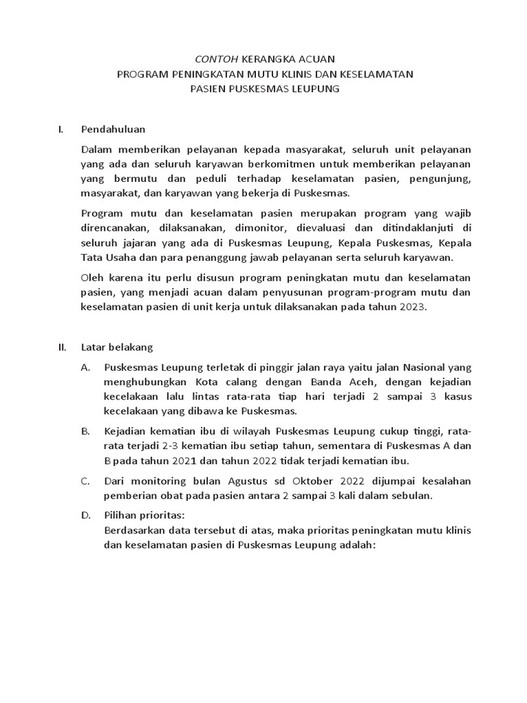 Contoh Form Kerangka Acuan | PDF