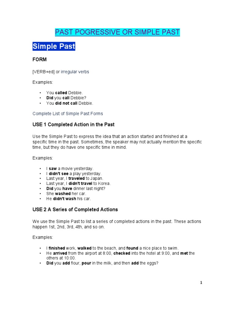 Past Simple AND Progressive | PDF | Linguistics | Grammar