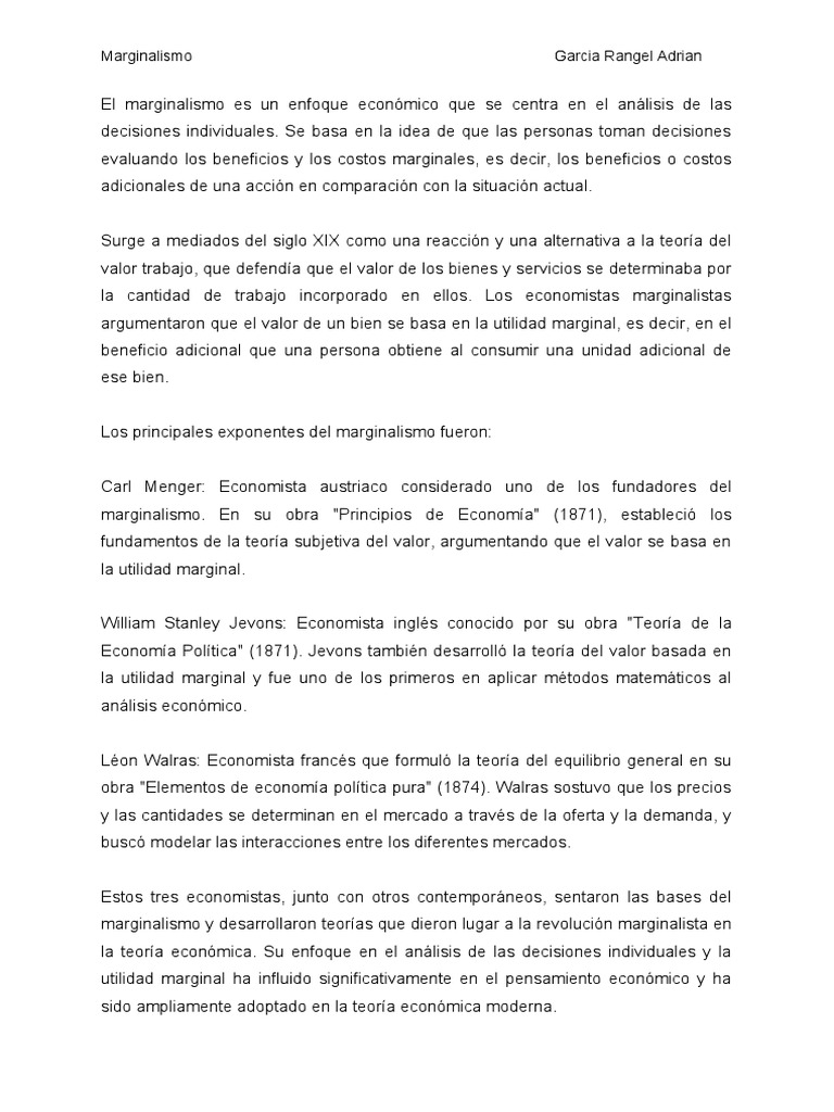 Marginalismo | PDF | Ciencias económicas | Economía política
