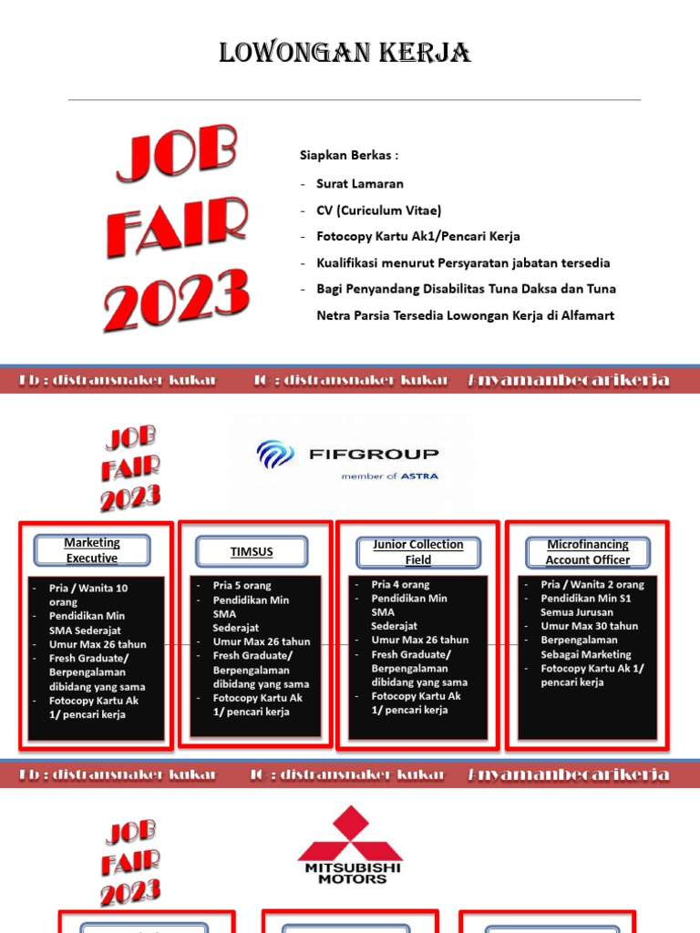 Lowongan Kerja JOB FAIR 2023 | PDF