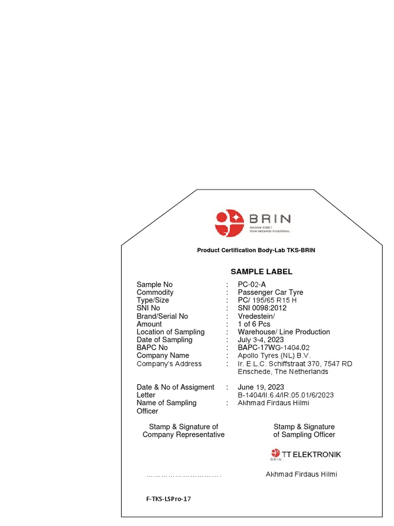 Label Apollo Belanda 2a | PDF | Business | Technology & Engineering