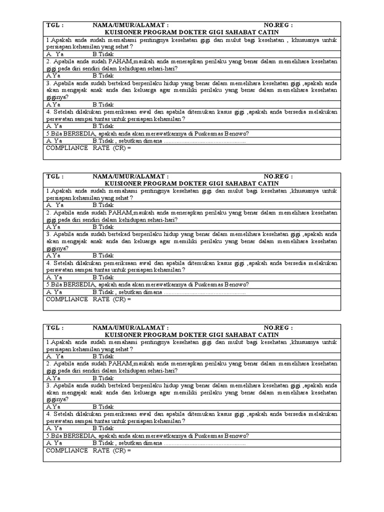 Kuisioner Catin | PDF | Kesehatan Holistik