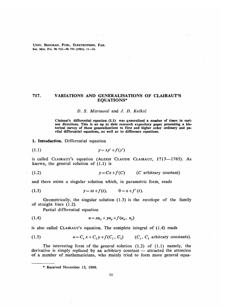 Clairaut Equations | PDF