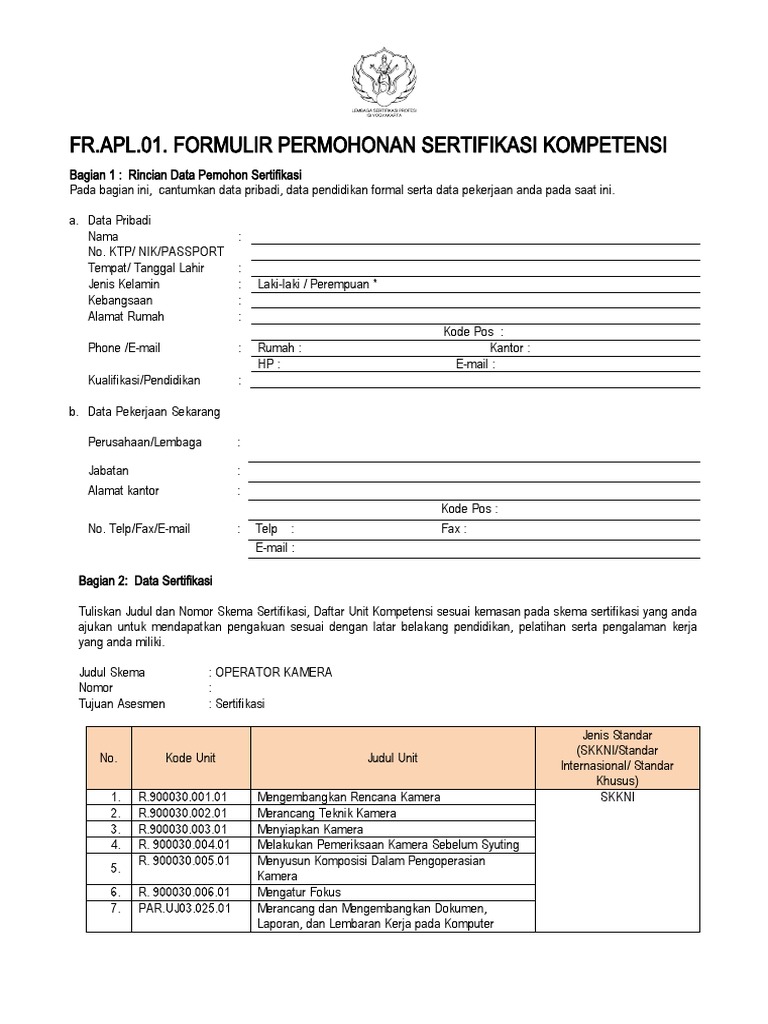 Apl 1 2 Operator Kamera 1 | PDF