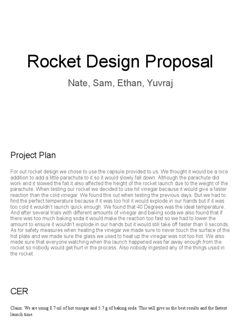 Rocket Design Proposal | PDF | Rocket | Physical Sciences