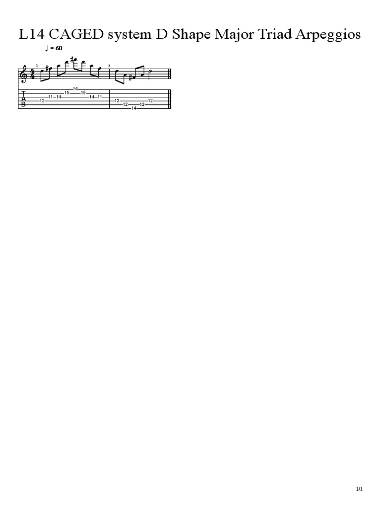 D Major Arpeggio in CAGED System | PDF