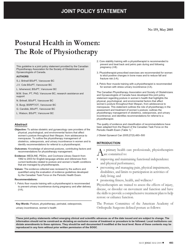 Britnell Et Al. - 2005 - Postural Health in Women The Role of Physiotherapy | PDF | Physical ...