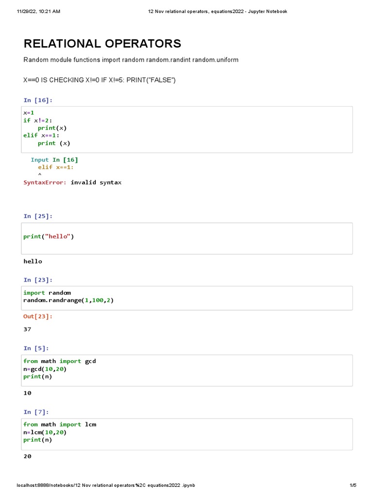 12 Nov Relational Operators, Equations2022 | PDF | Arithmetic ...