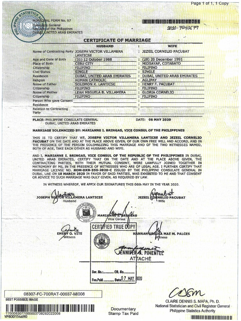 Marriage Contract LANTICSE | PDF