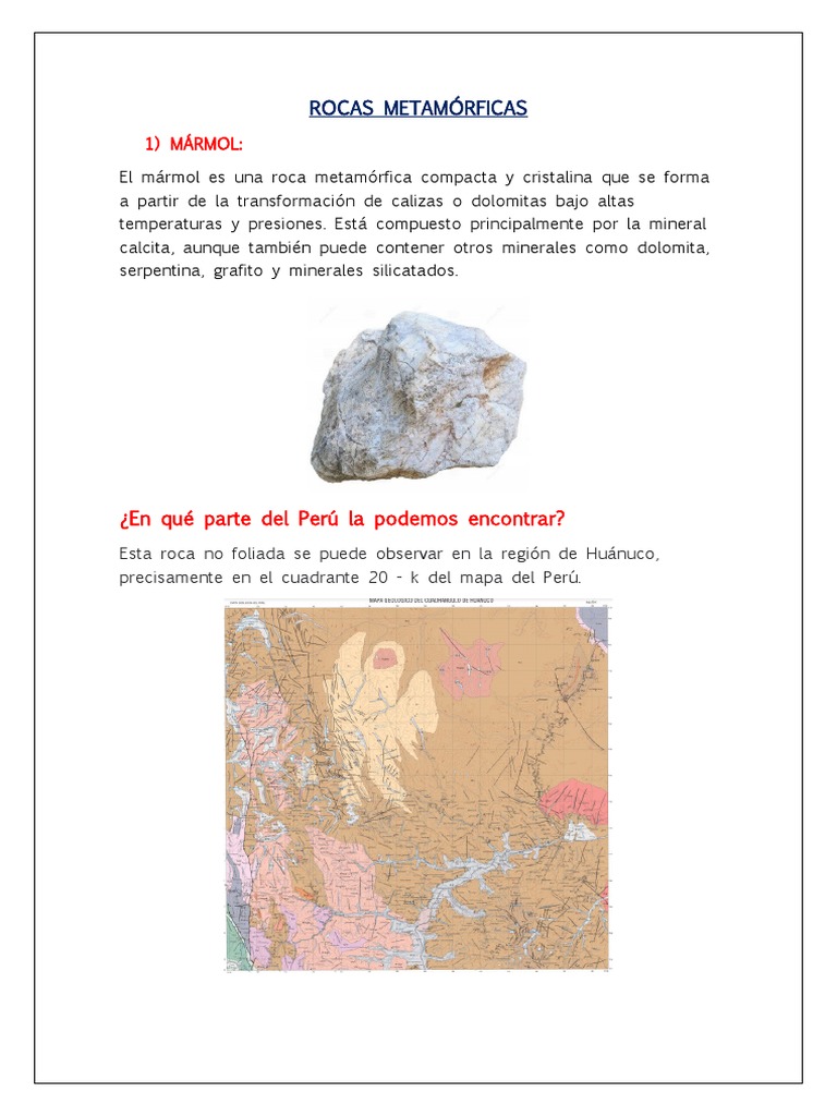 Rocas Metamórficas en el Perú | PDF | Roca (geología) | Minerales