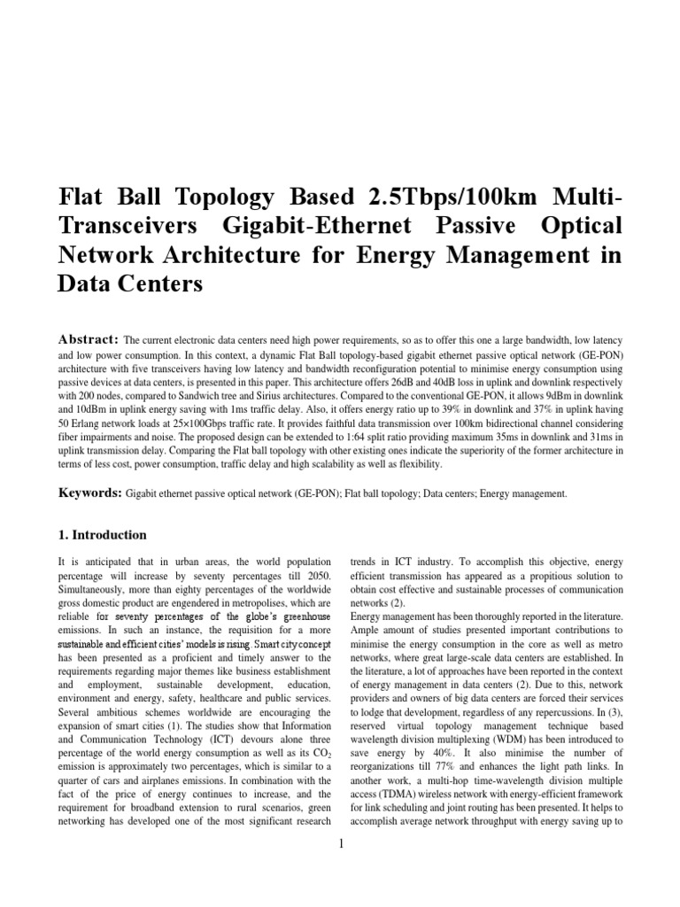 Flat Ball Topology Based 2.5Tbps - 100km MultiTransceivers G | PDF ...