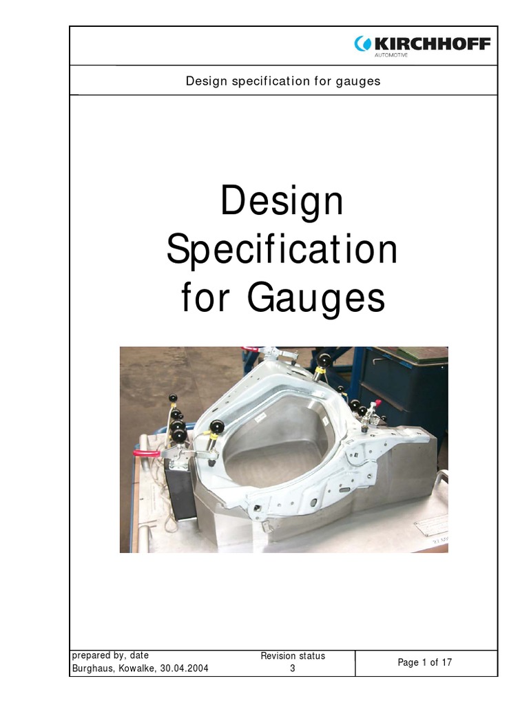 Design Specification for Gauges | PDF | Engineering Tolerance | Screw