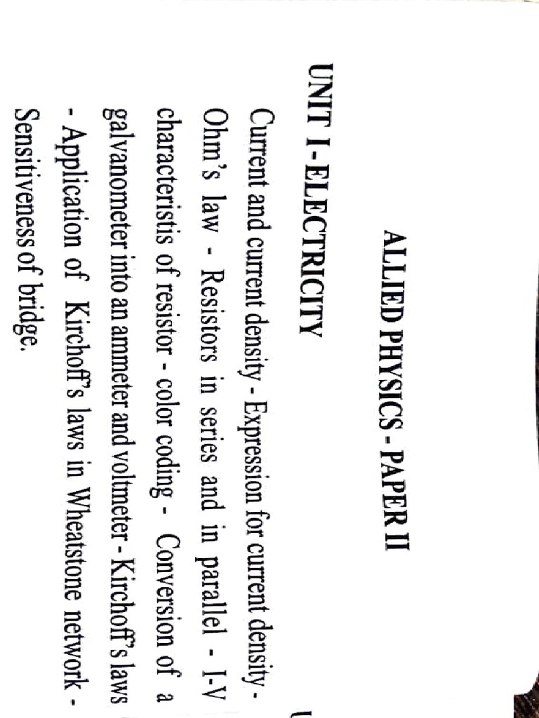 Electricity Unit 1 | PDF | Electrical Resistivity And Conductivity ...