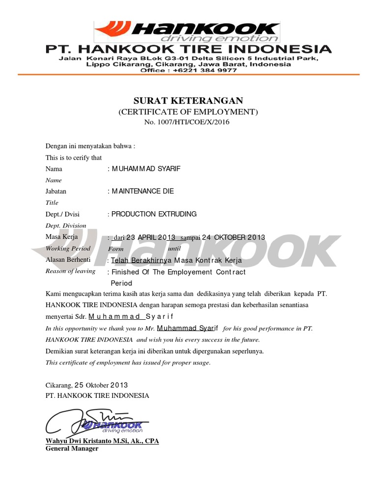 Pt. Hankook Tire Indonesia | PDF
