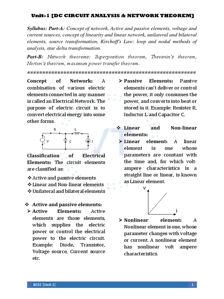Unit 1 Updated | PDF | Electrical Network | Network Analysis (Electrical Circuits)