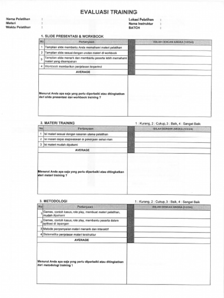 Form Evaluasi Training | PDF