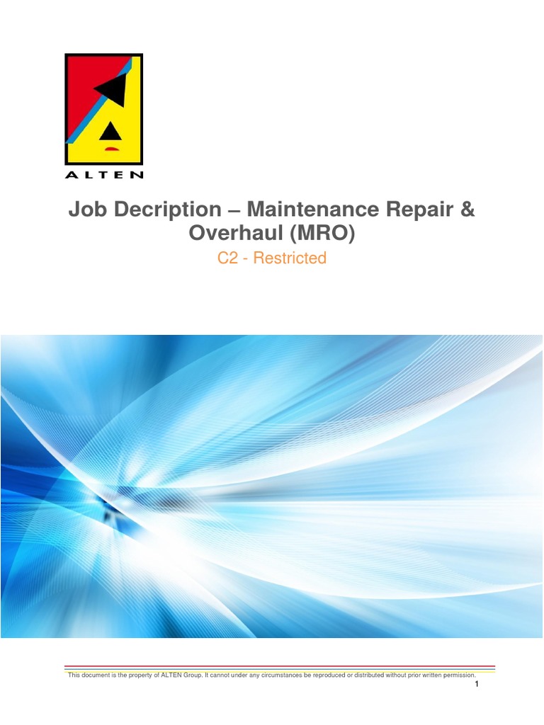 MRO Job Description | PDF | Product Lifecycle | Customer Relationship ...