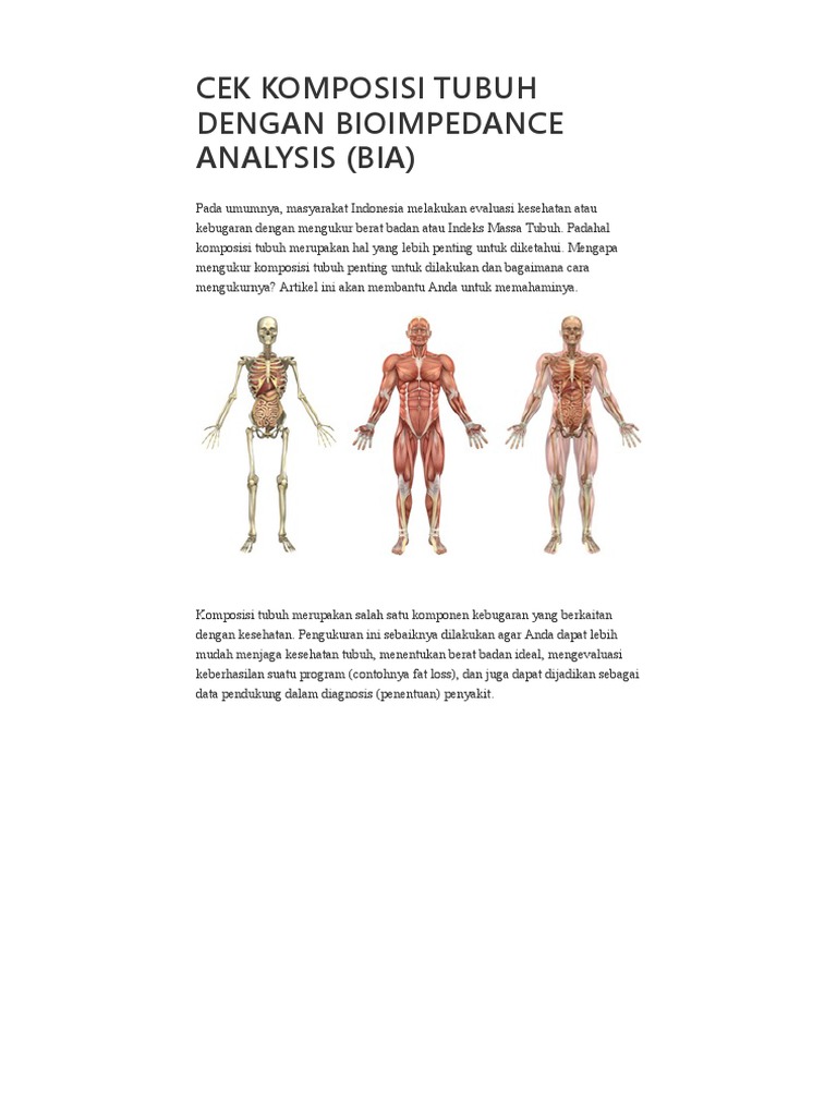 Cek Komposisi Tubuh Dengan Bioimpedance Analysis (Bia) | PDF