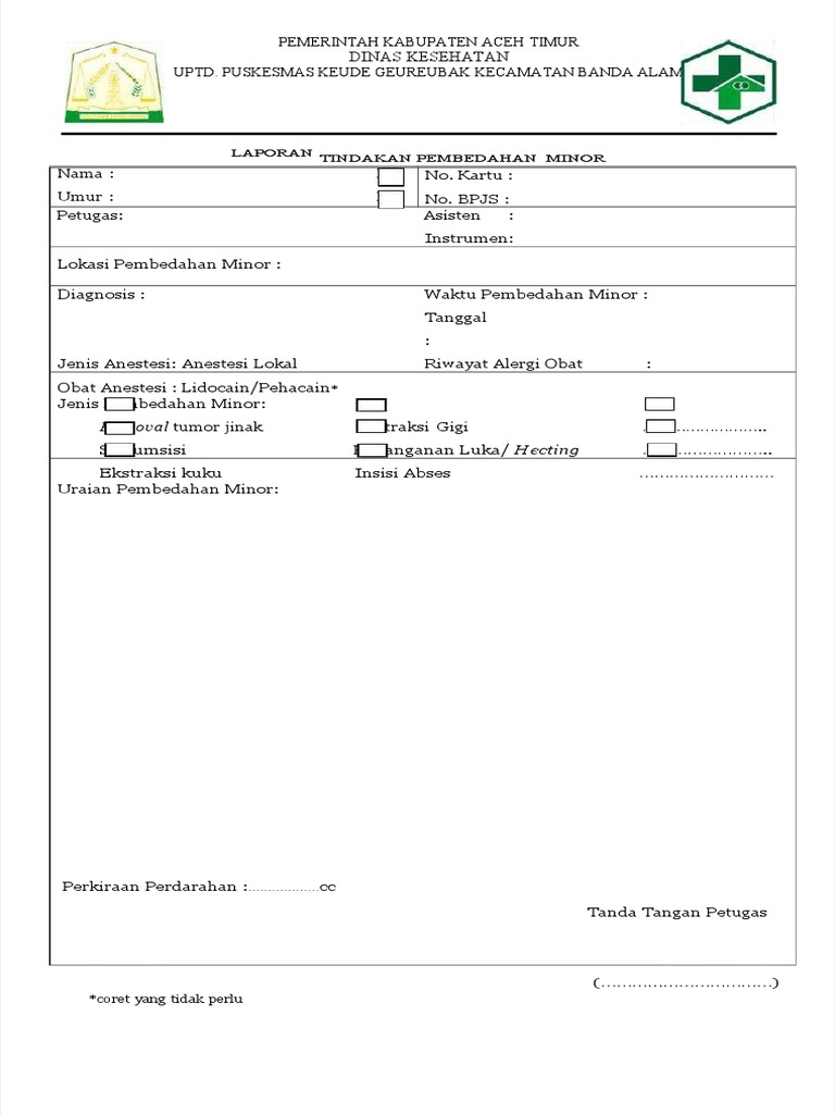 PDF Form Laporan Tindakan Pembedahan Minor | PDF