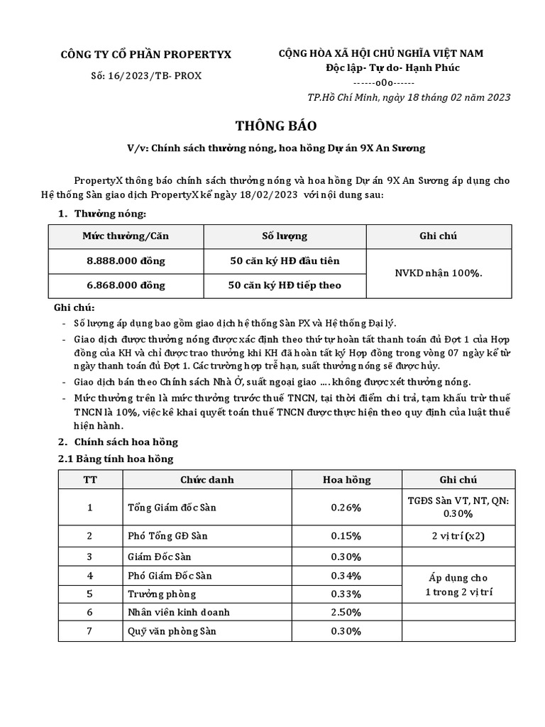 20230218tb Số 16 Chinh Sach Hoa Hong 9x An Sương San Px Pdf