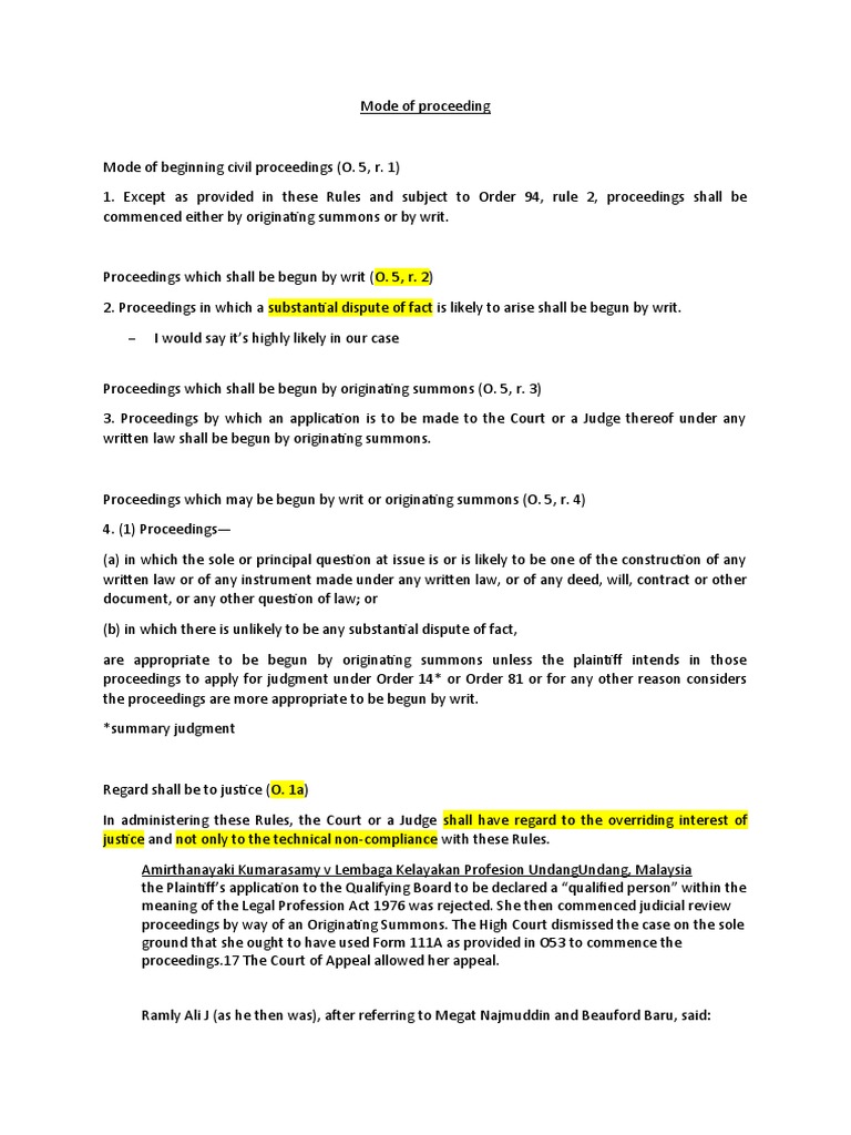 Mode of Proceeding | PDF | Writ | Summons