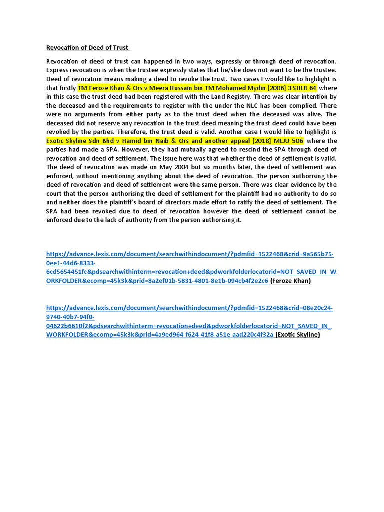 Revocation of Deed of Trust | PDF