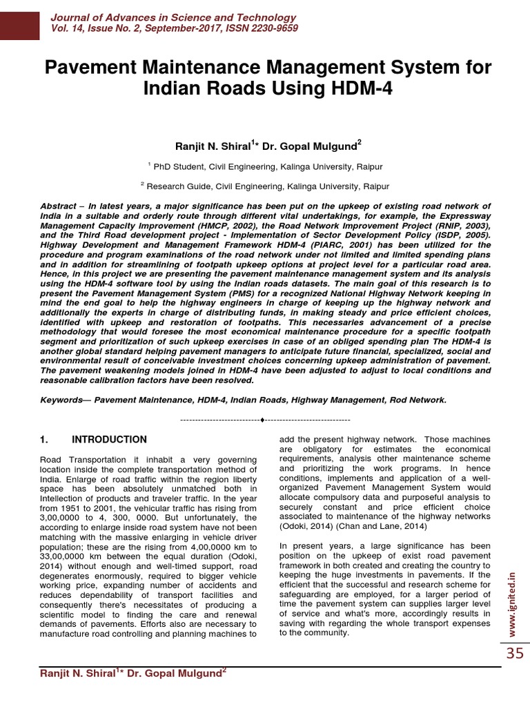 HDM4 | PDF | Road | Road Surface