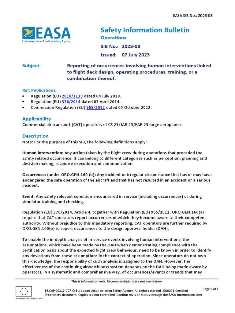 Easa Sib 2023-08 1 | Download Free PDF | Information | Aviation