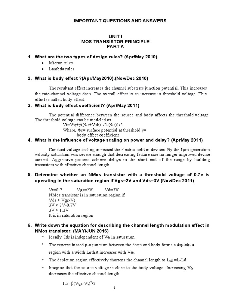 Vlsi 2-Marks With Answer | PDF | Logic Gate | Cmos