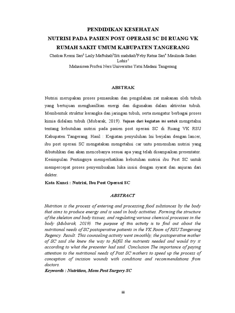 Penkes Nutrisi Ibu Post Operasi Sc Done | PDF