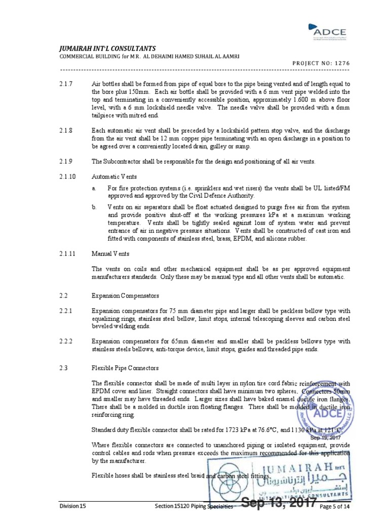 FCU Flexible Connection Specifications | PDF | Pipe (Fluid Conveyance ...