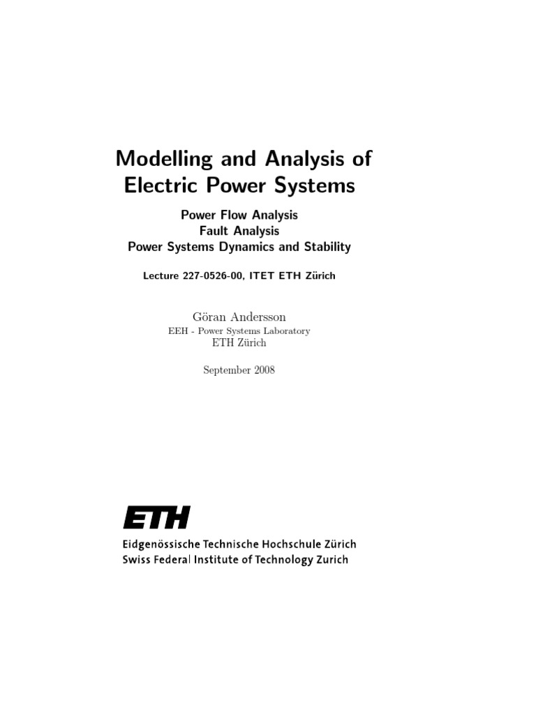 Modelling and Analysis of Electric Power | PDF | Fluid Dynamics | Equations