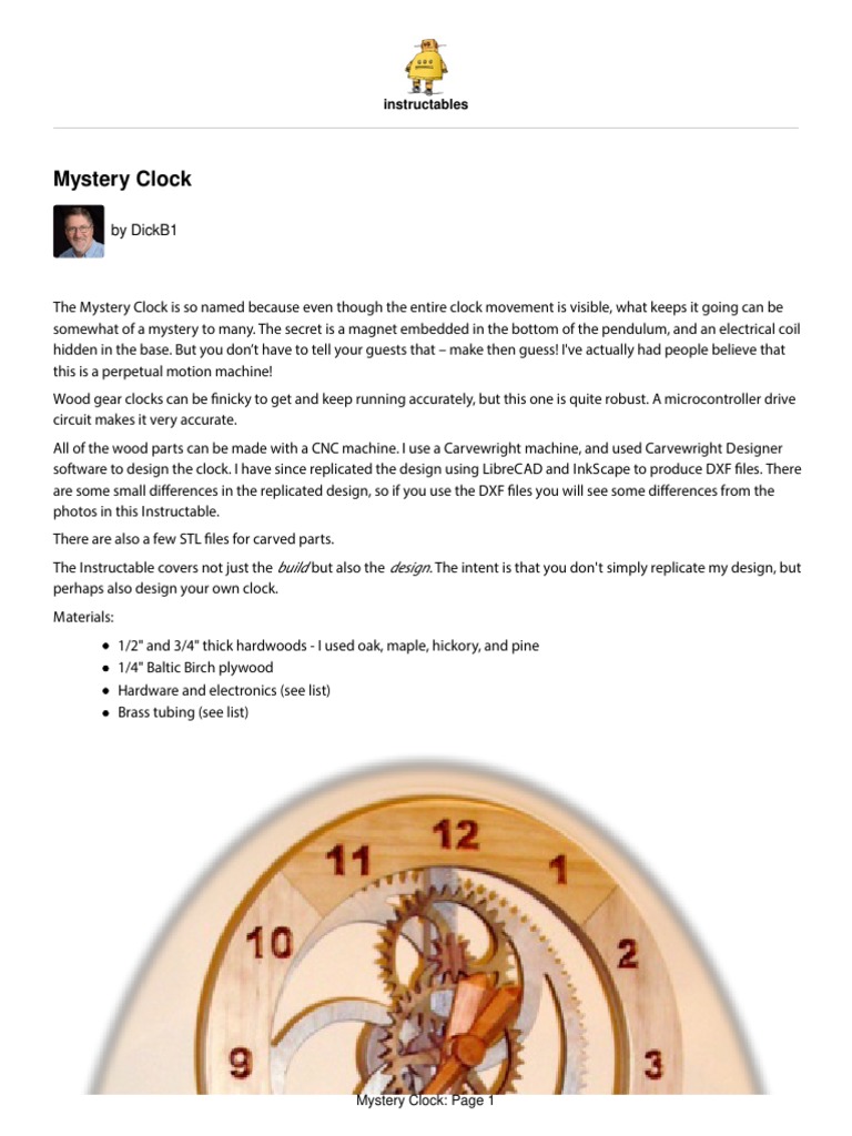 Mystery Clock | PDF | Pendulum | Gear