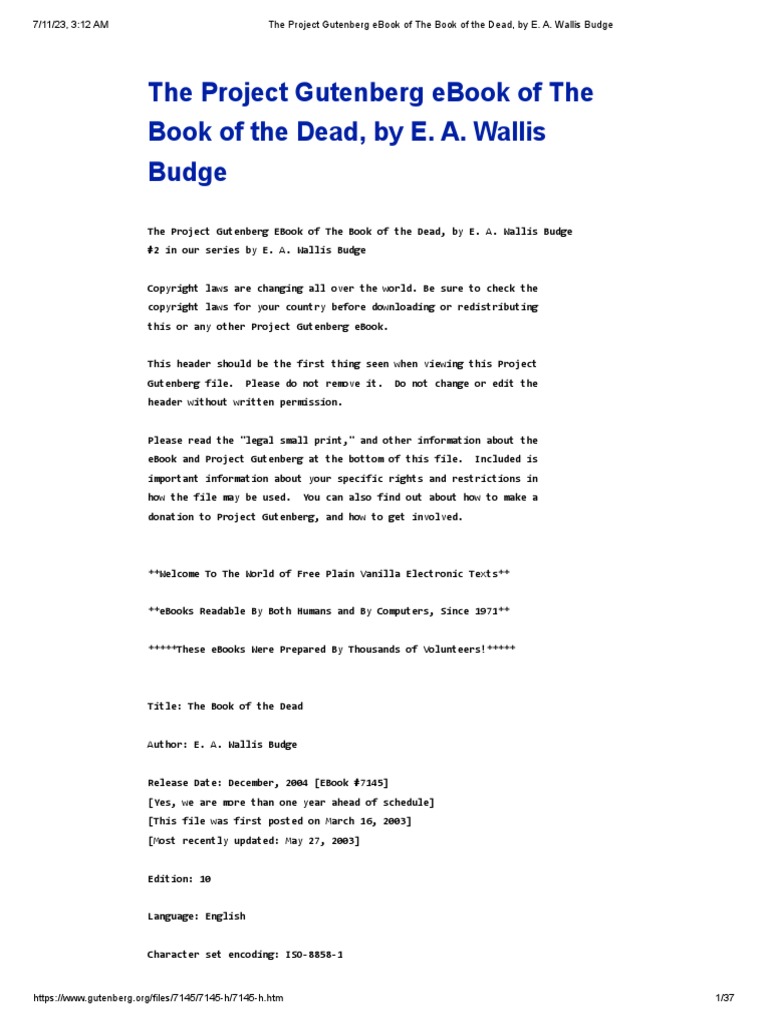 The Project Gutenberg Ebook of The Book of The Dead, by E. A. Wallis ...