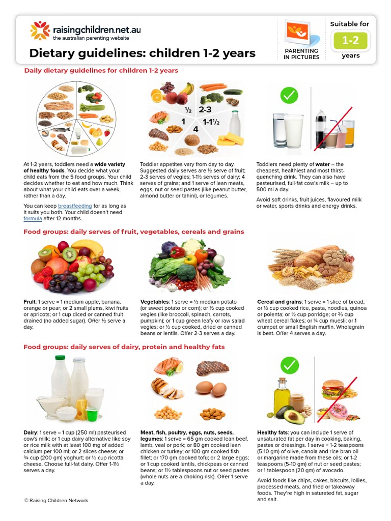Dietary Guidelines 1 2 Years | PDF | Vegetables | Fruit