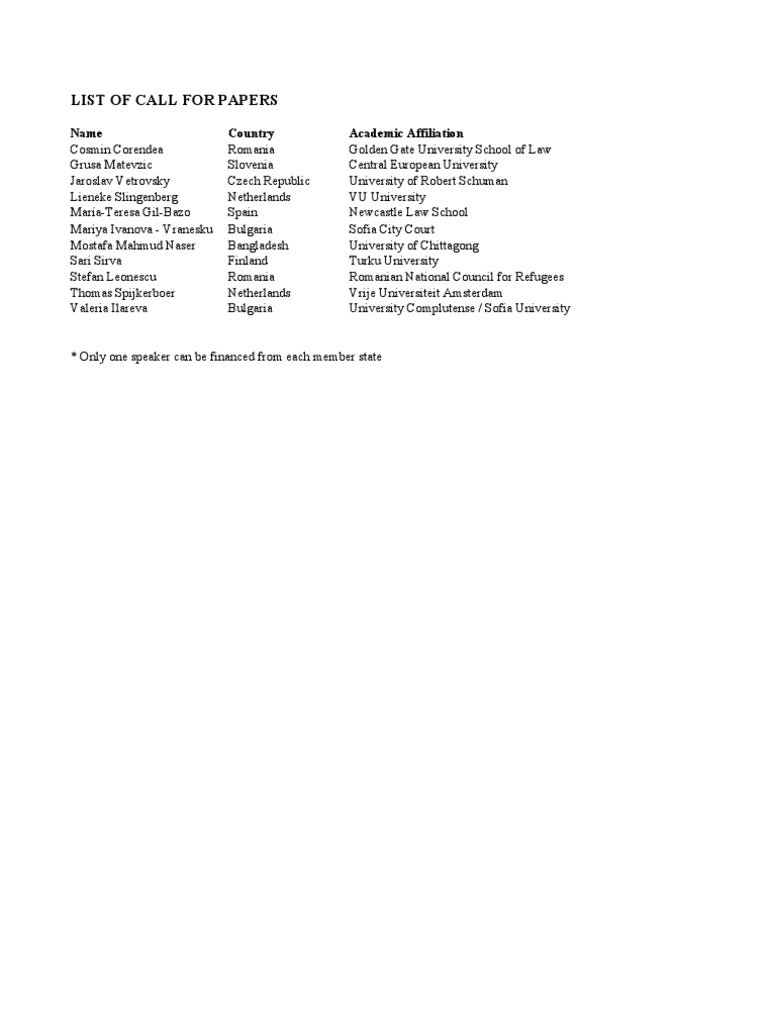 List of Call For Papers | PDF