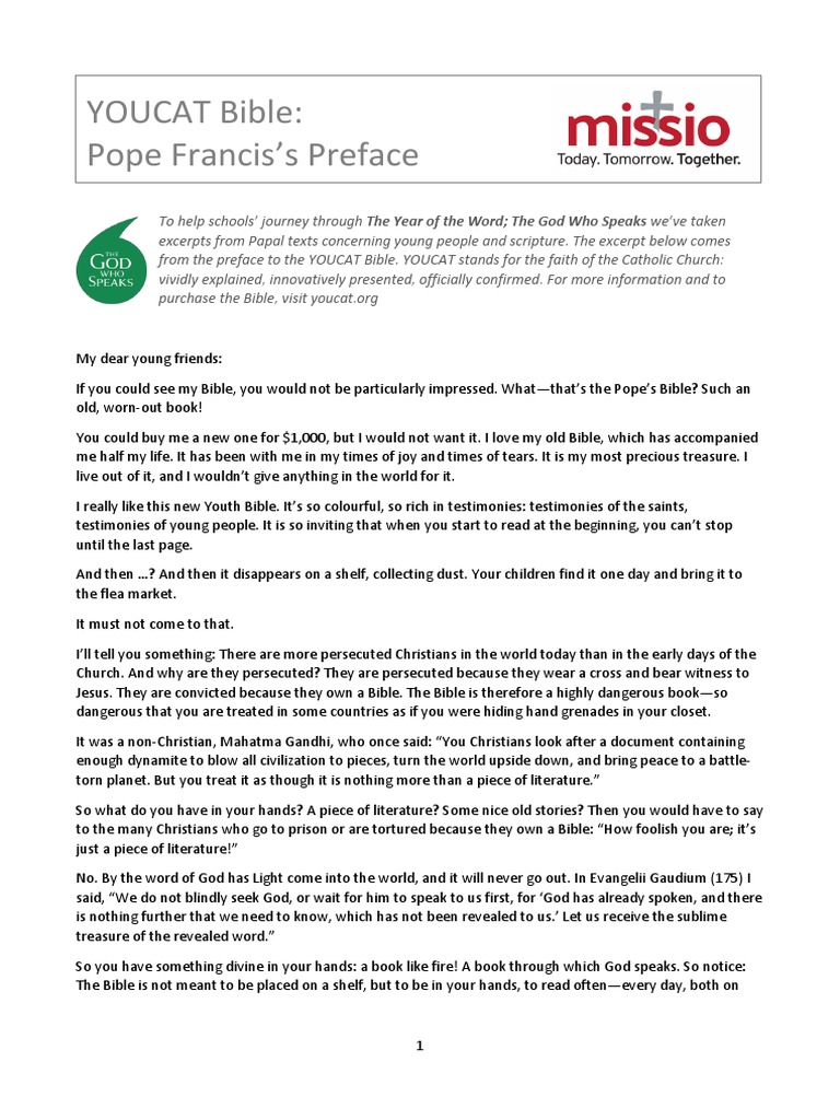 Pope Francis Bible Preface | PDF | Bible | Pope