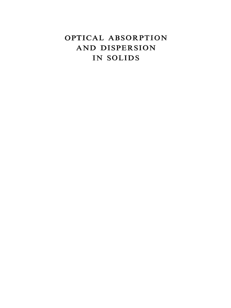 (J. N. Hodgson) Optical Absorption and Dispersion in Solids (1970, Springer US) | PDF | Waves ...