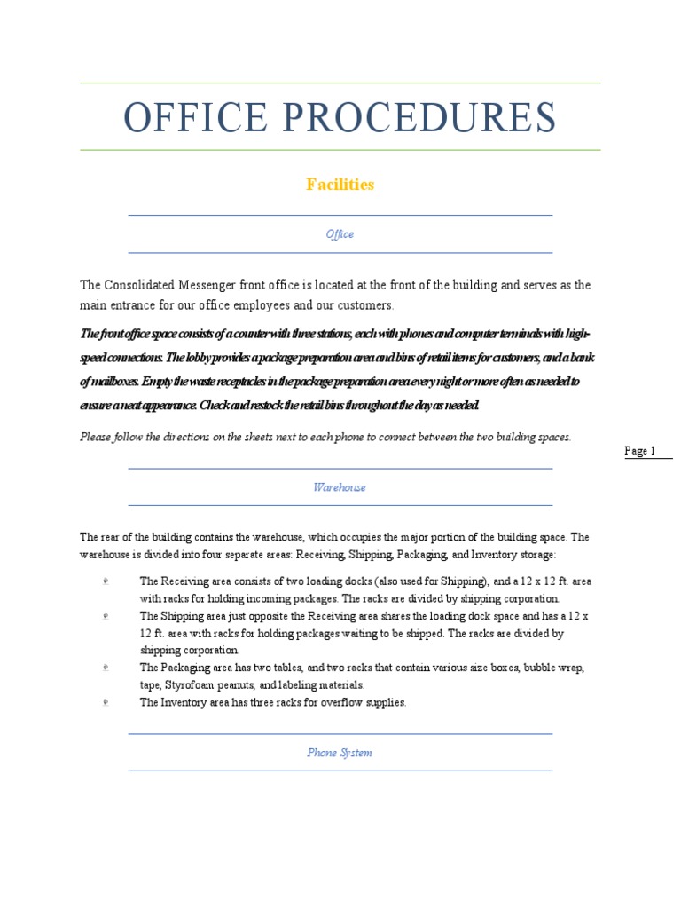 Office Procedures | PDF | Warehouse | Packaging And Labeling