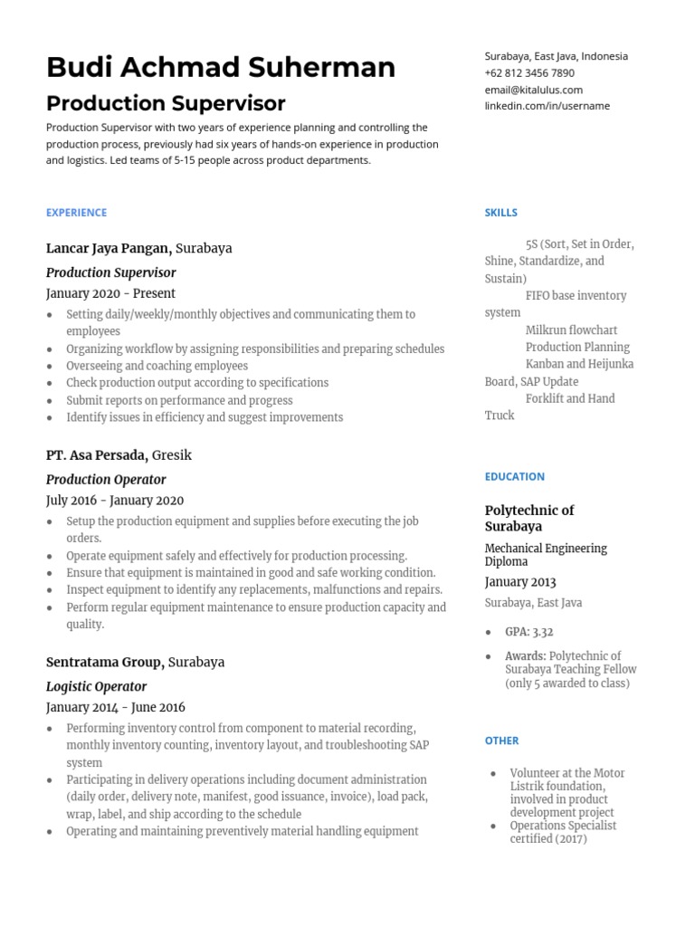 CV Ats Bahasa Inggris | PDF | Inventory | Business