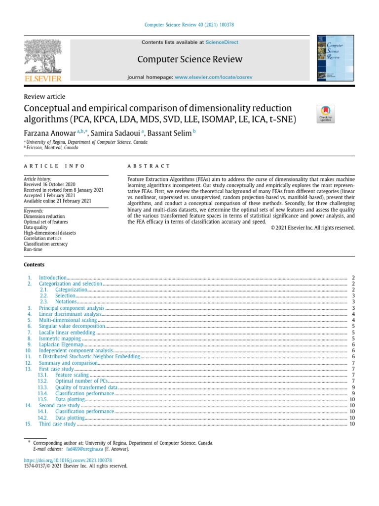 Dimensionality Reduction Algorithms Review | PDF | Principal Component Analysis | Eigenvalues ...