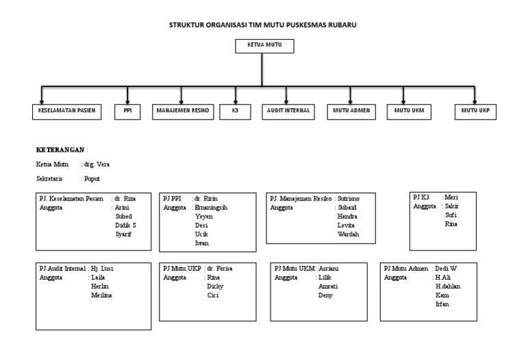 Struktur Organisasi Tim Mutu Puskesmas Rubaru - 1 | PDF
