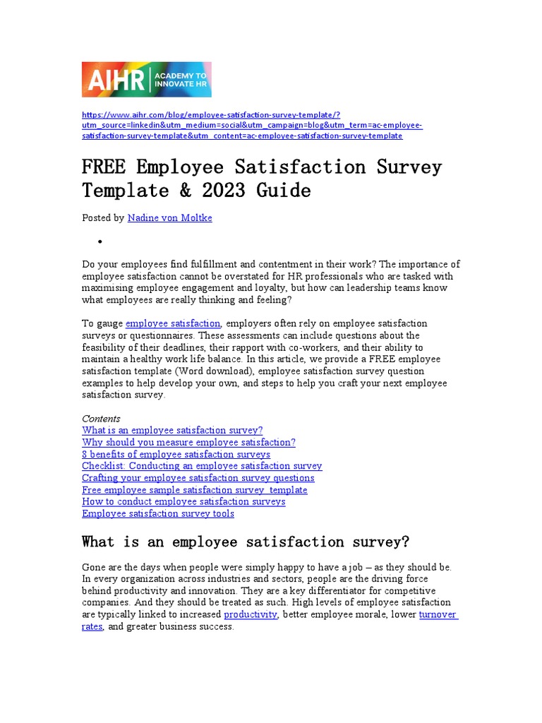 Employee Satisfaction | PDF | Job Satisfaction | Employment