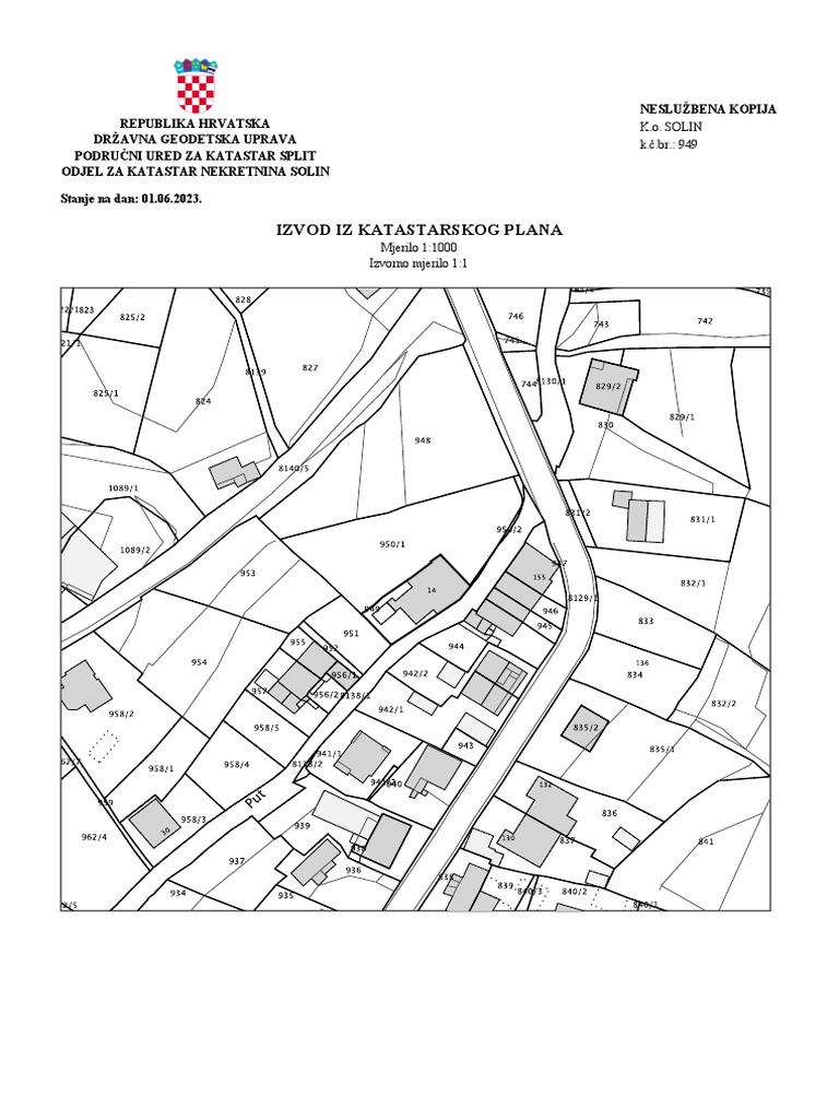Izvod Iz Katastarskog Plana | PDF