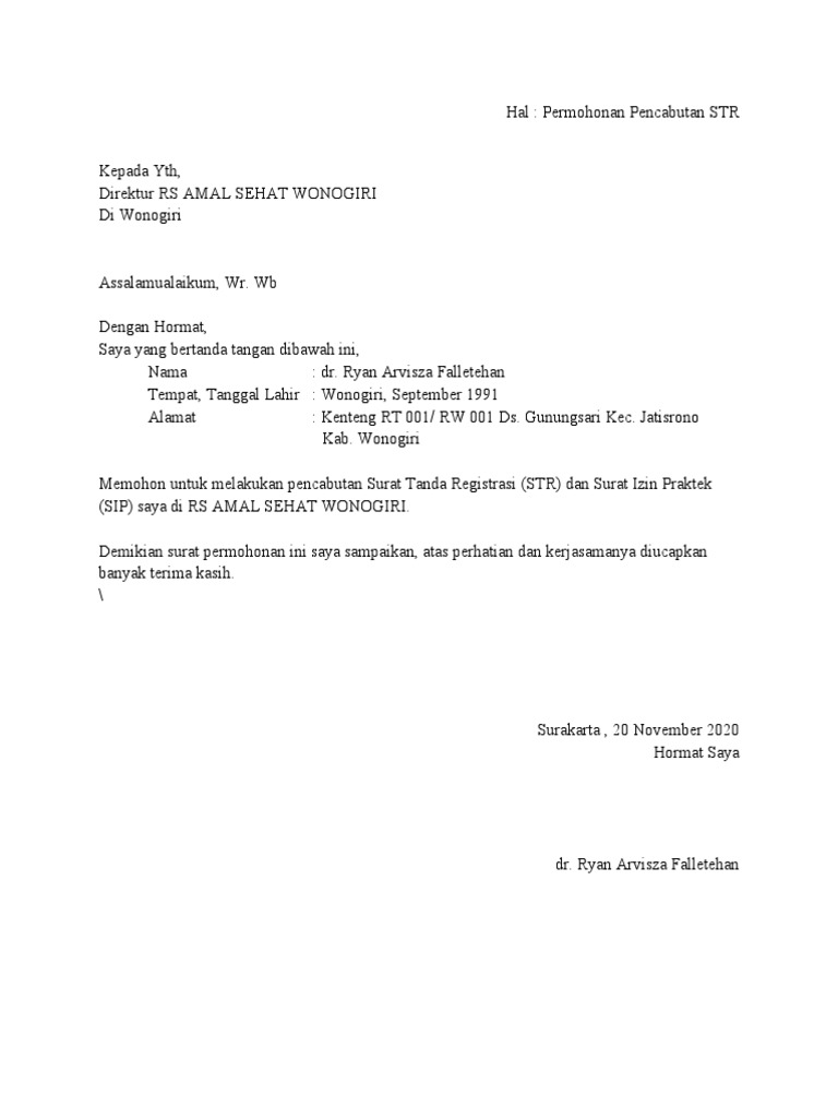 Permohonan Pencabutan SIP | PDF