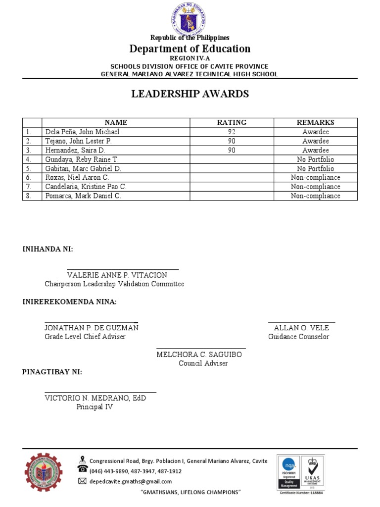 Leadership Awards | PDF