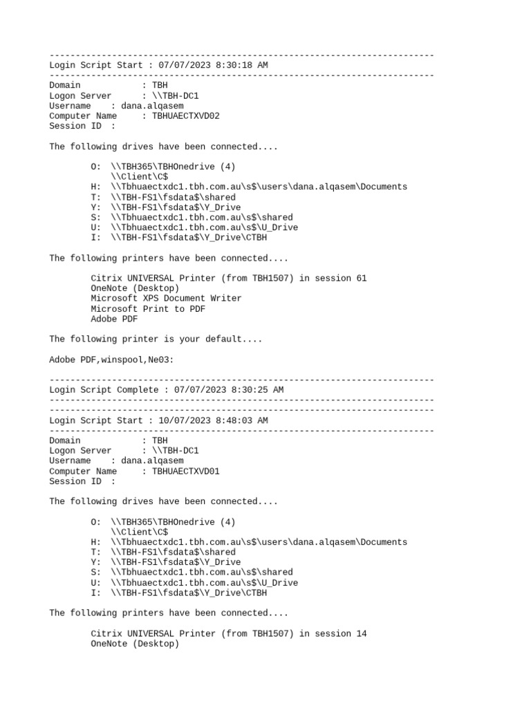Logon Log | PDF | Login | User (Computing)